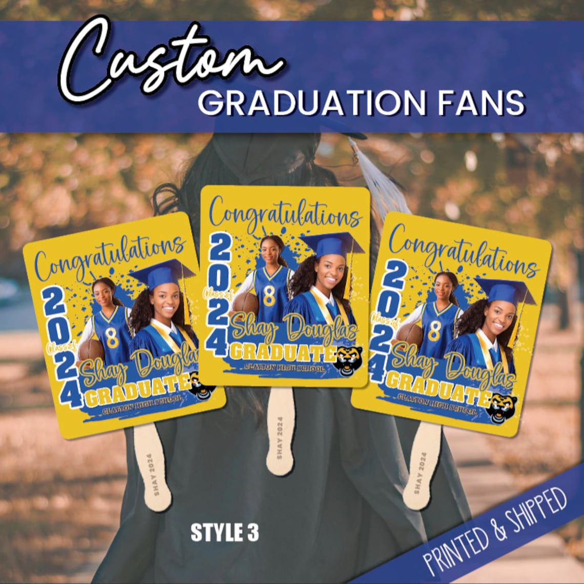Graduation Fans, Custom Graduation Fans, Graduation Class of 2024 ...