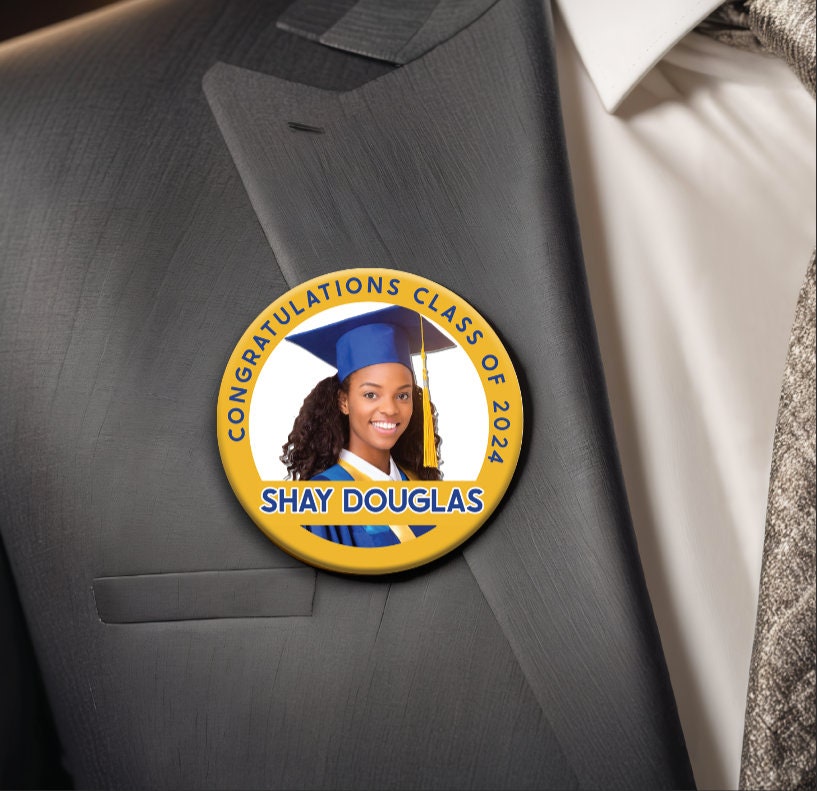 Personalized Graduation Button Custom 2.25 Badge Pin Class of 2024 - Etsy