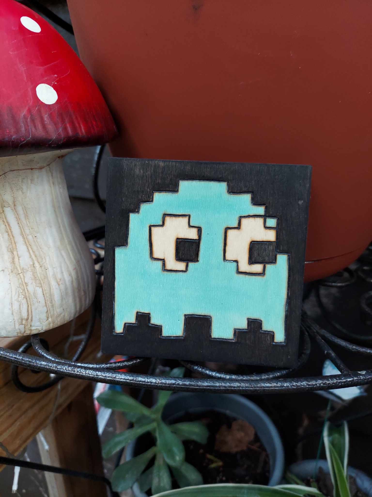 8 Bit Pacman Blue Ghost