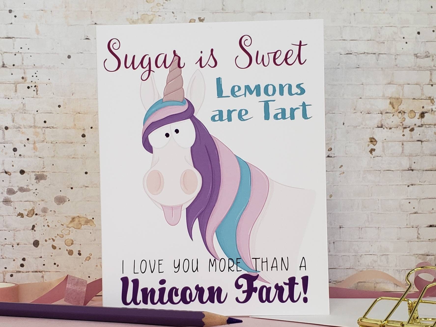 Unicorn Fart Printable Card/ Sugar is Sweet Lemons Are Tart - Etsy Denmark