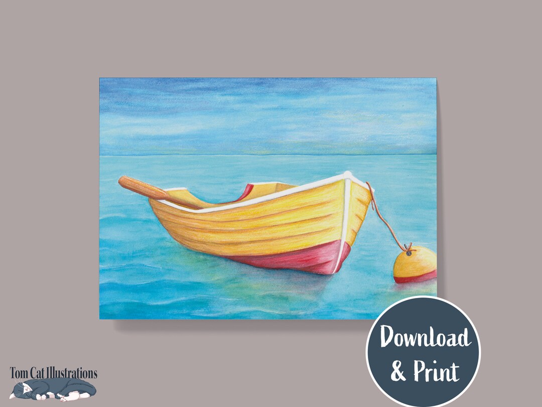 Printable Dory Watercolor Greeting Card/ Blank Newfoundland Dory Art ...
