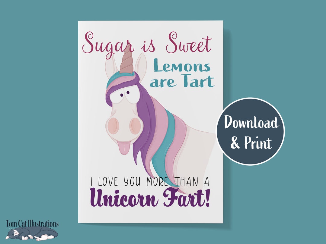 Unicorn Fart Printable Card/ Sugar is Sweet Lemons Are Tart - Etsy Denmark