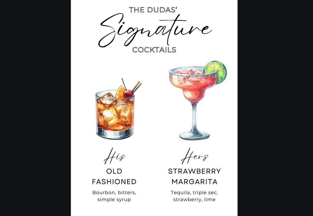 Custom Drink/cocktail Sign for Wedding or Event - Etsy