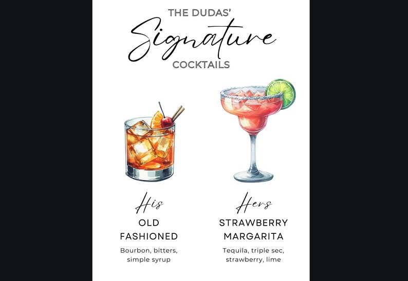 Custom Drink/cocktail Sign for Wedding or Event - Etsy