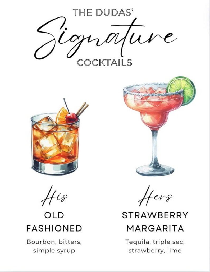 Custom Drink/cocktail Sign for Wedding or Event - Etsy