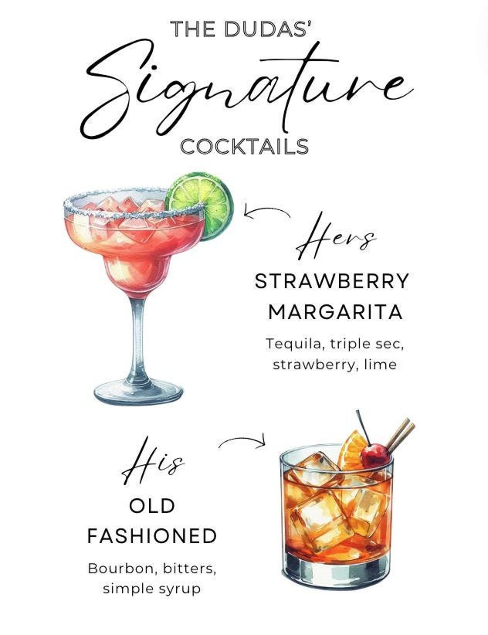 Custom Drink/cocktail Sign for Wedding or Event - Etsy