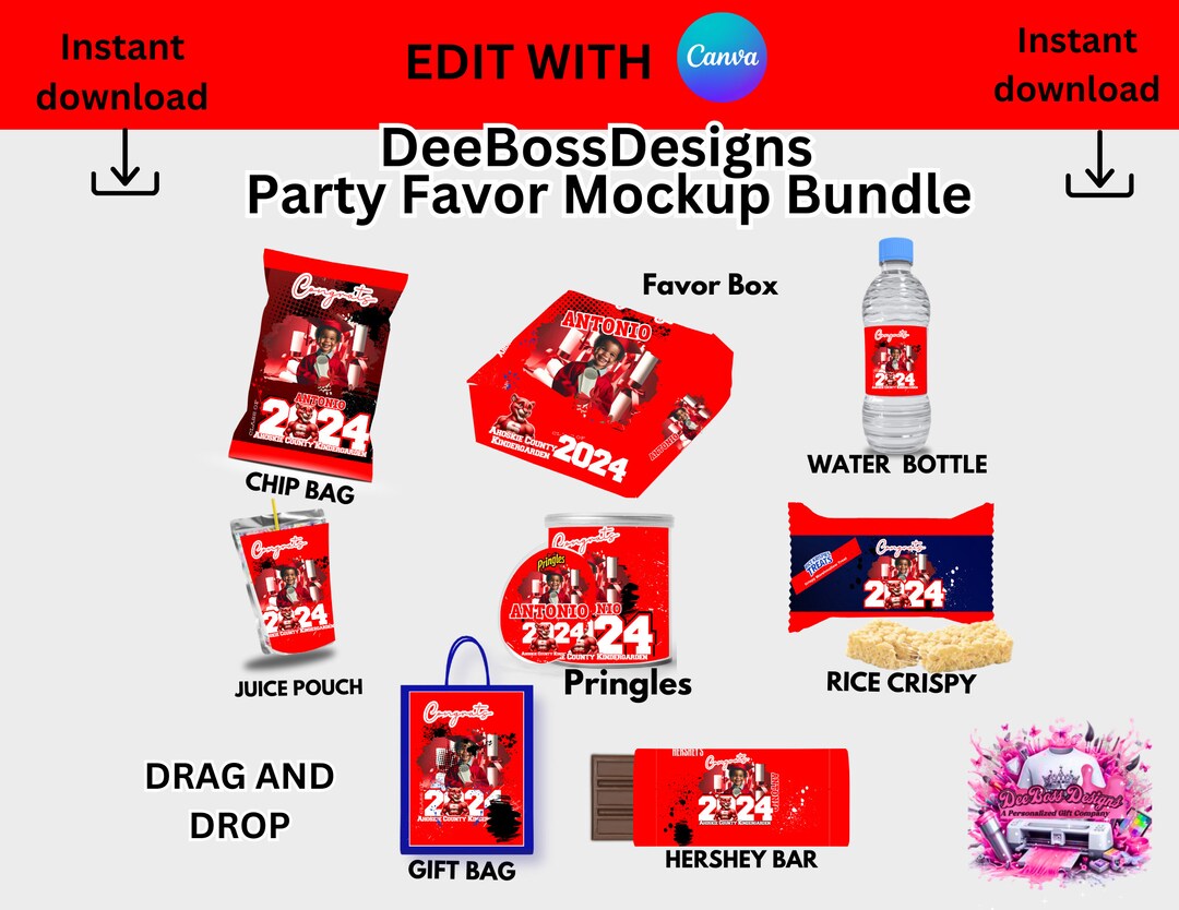 Graduation Party Favors Canva Mockup Template Editable Designs - Etsy