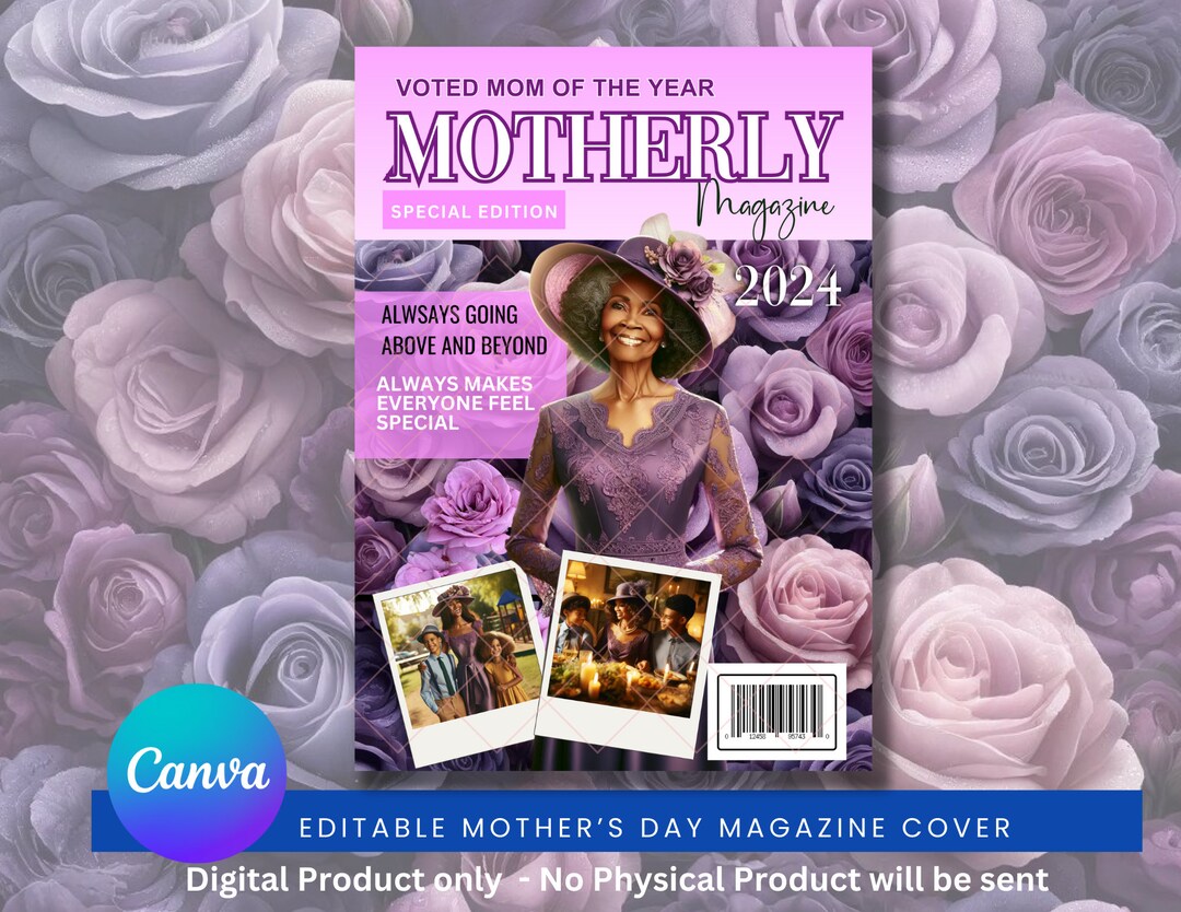 Editable Mother's Day Magazine Cover, Mother's Day PNG, Personalized ...