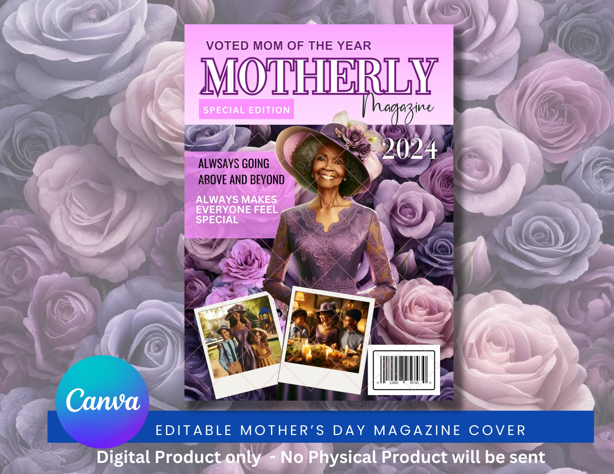 Editable Mother's Day Magazine Cover, Mother's Day PNG, Personalized ...