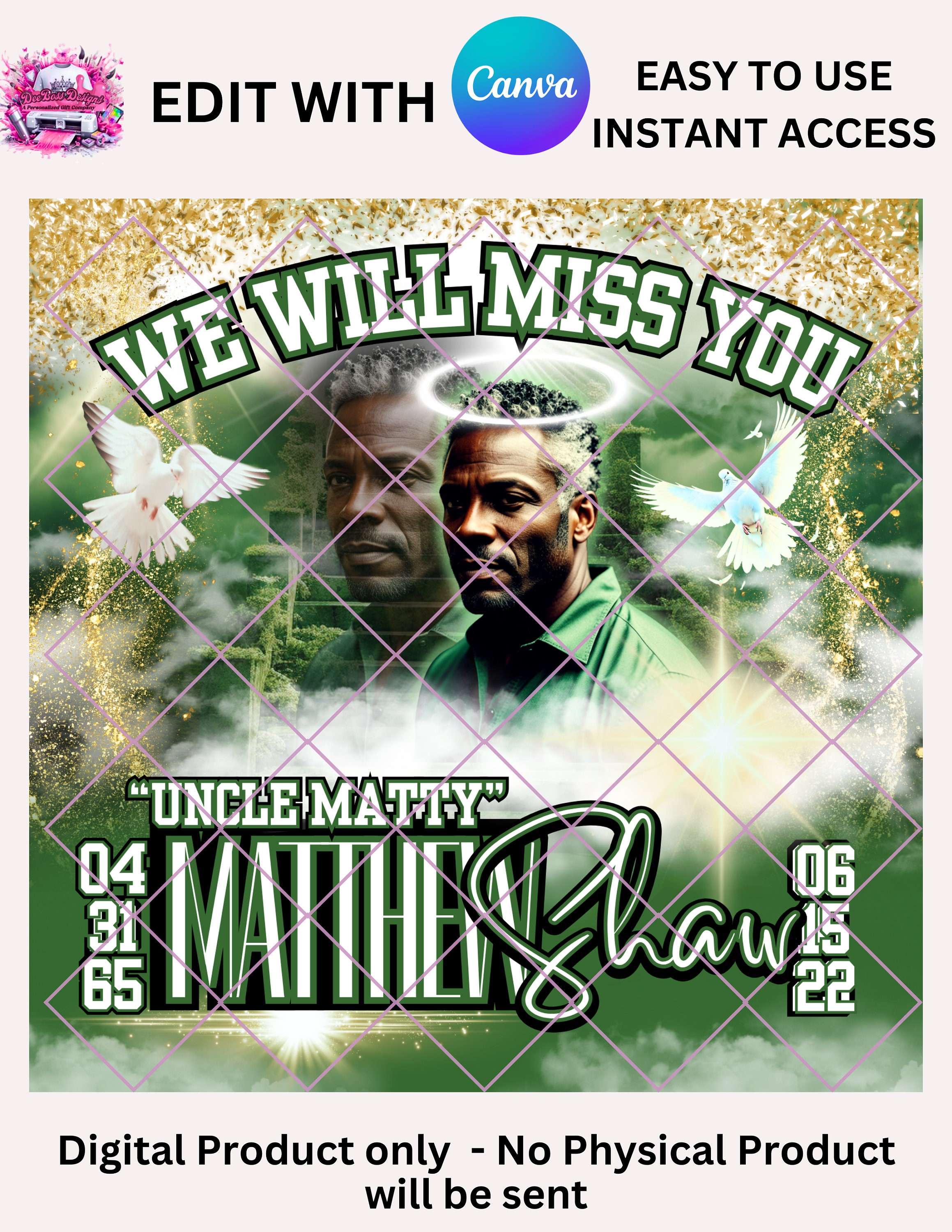 Memorial PNG, Green Memorial Background, Celebrating the Life Of ...