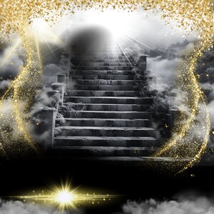 Memorial PNG Template: Black and Gold Heavenly Background (canva) - Etsy