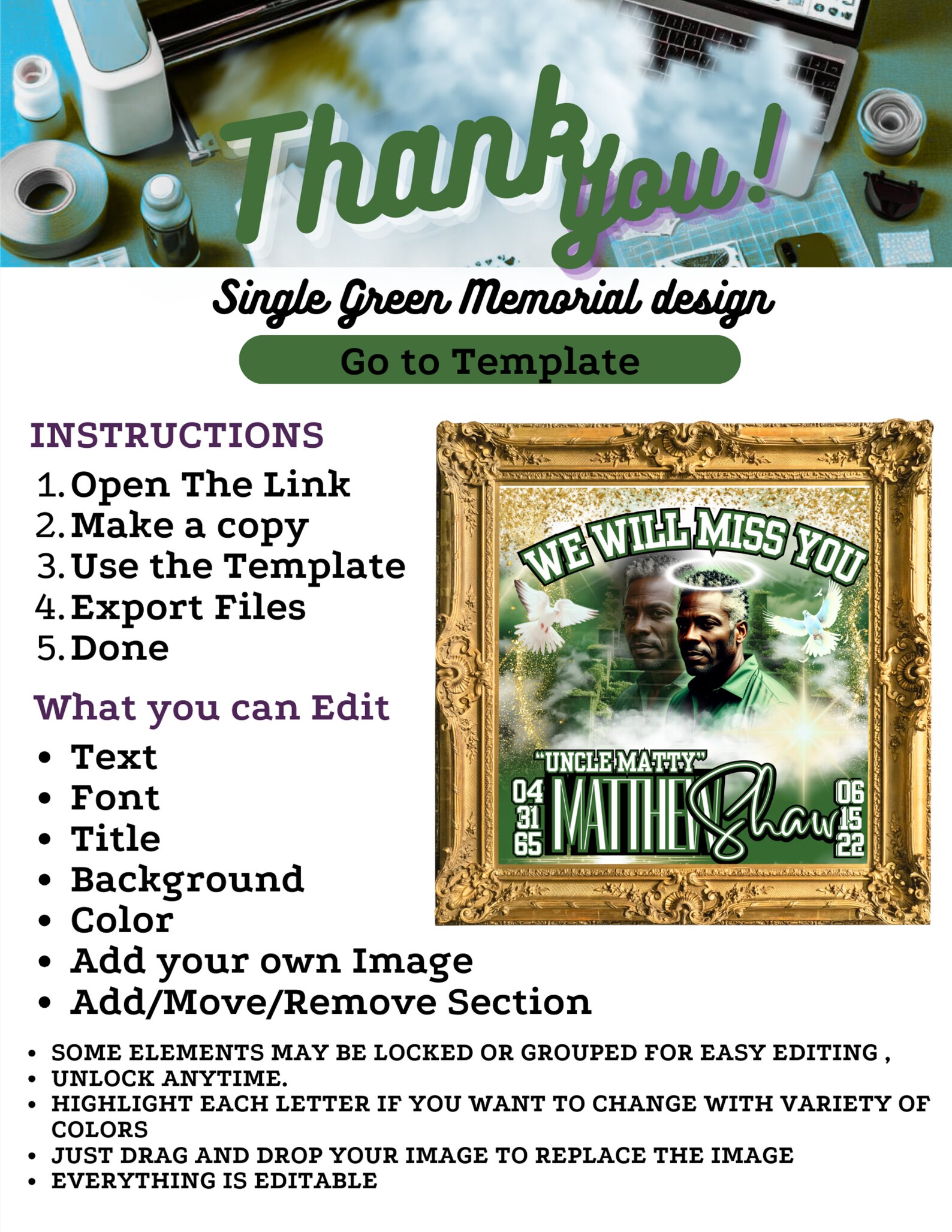 Memorial PNG, Green Memorial Background, Celebrating the Life Of ...