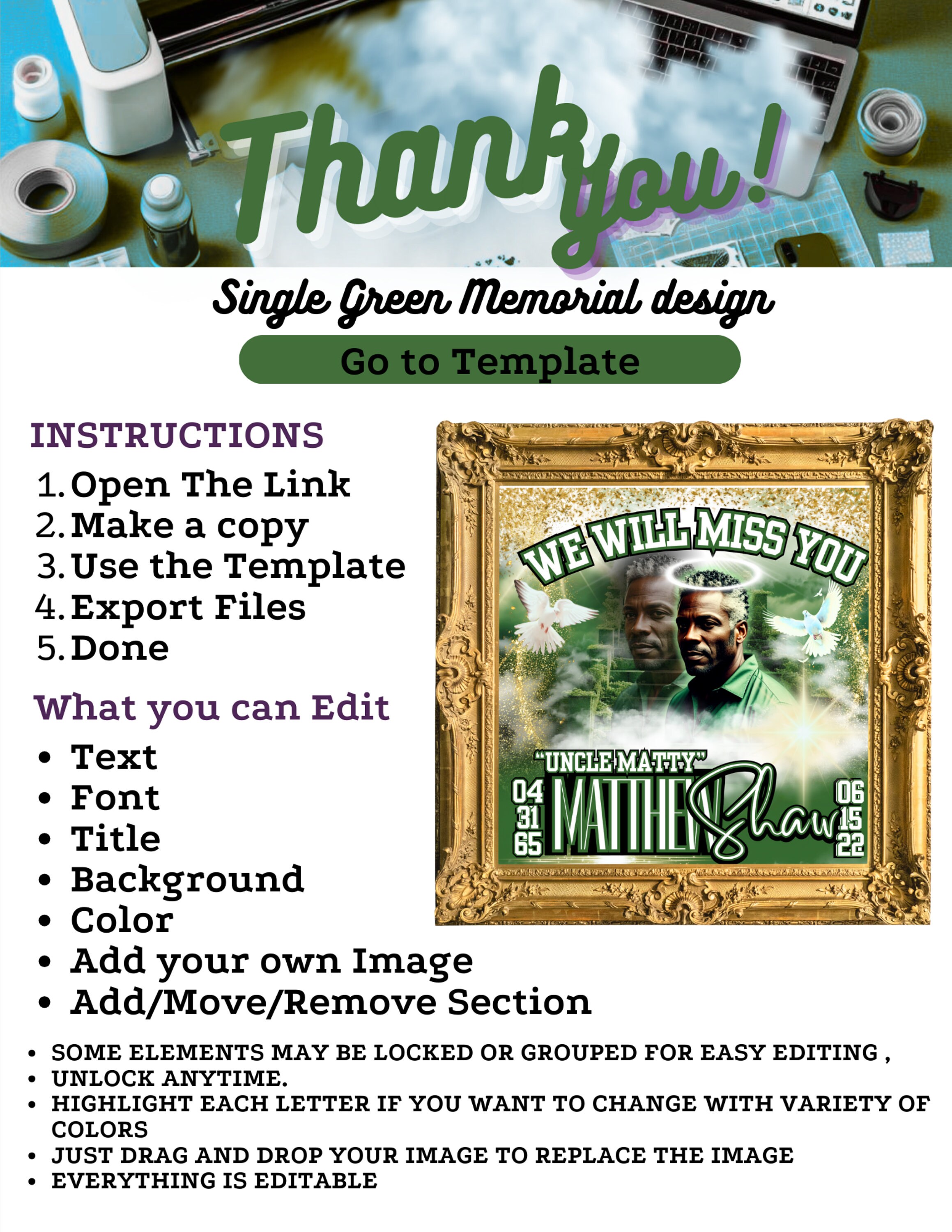 Memorial PNG, Green Memorial Background, Celebrating the Life Of ...