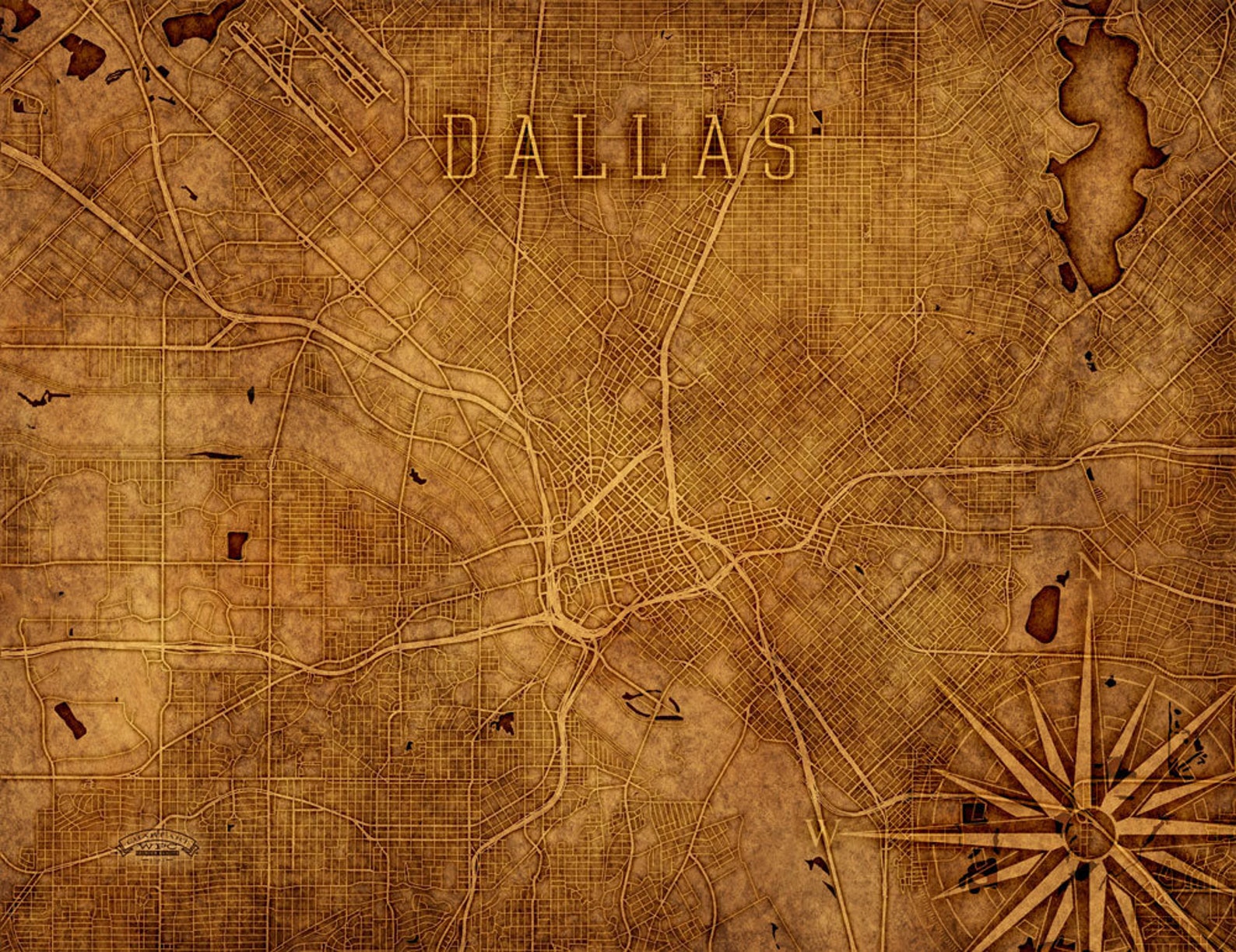 Dallas Wrapped Canvas Map Art | Texas | Fort Worth | Arlington ...
