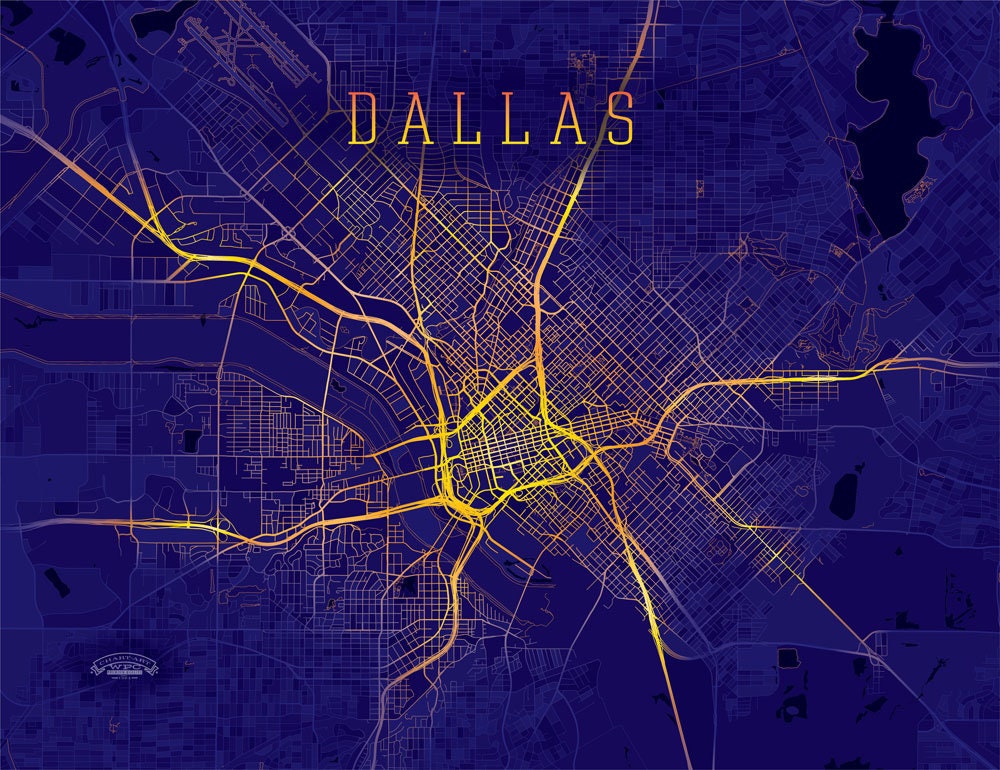 Dallas Wrapped Canvas Map Art | Texas | Fort Worth | Arlington ...
