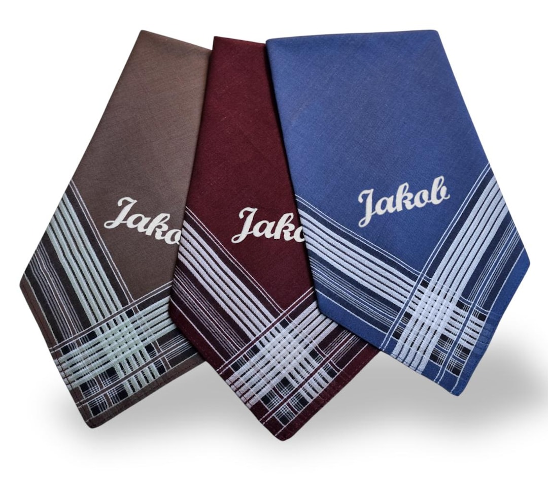 Gift Box of 3 Men's Handkerchiefs Embroidered With Initial or Name ...