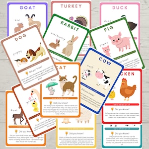 Printable Farm Animal Flashcards for Kids/fun Facts About Farm Animals ...