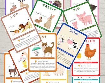 Farm Animal Flashcards for Preschool and Kindergarten - Etsy