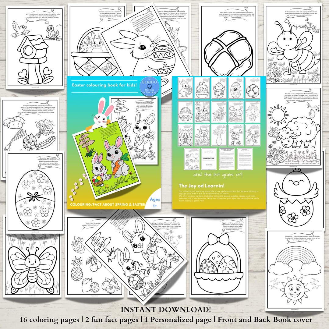 Printable Easter Coloring Book: Toddler Activity Pages (digital ...