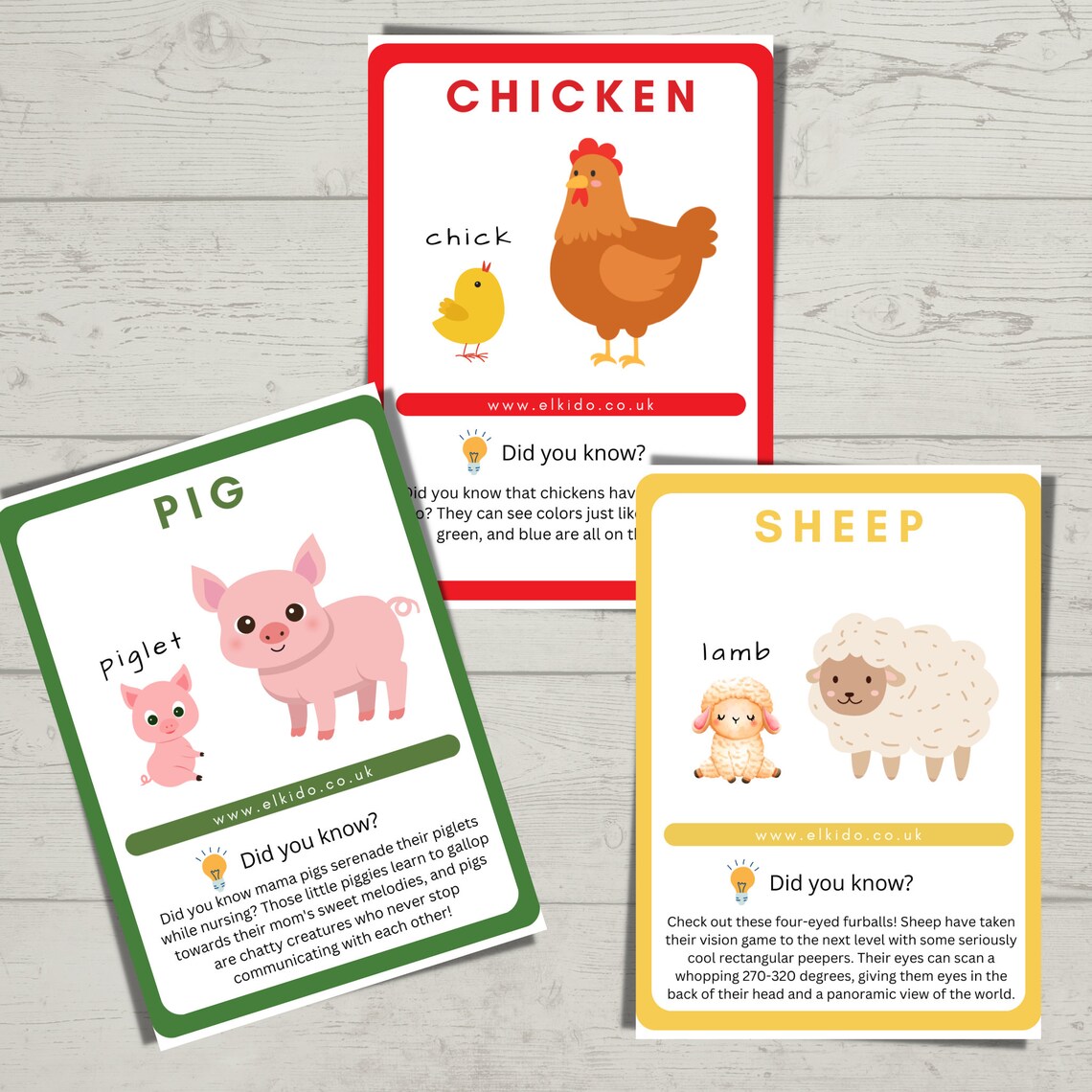 Printable Farm Animal Flashcards for Kids/fun Facts About Farm Animals ...