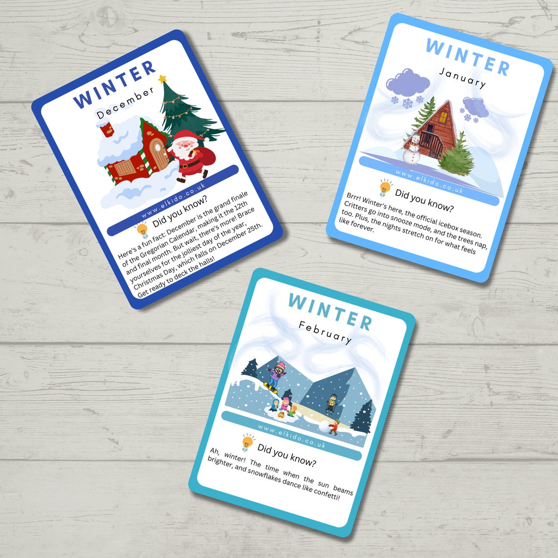 Printable Seasons Flashcards for Kids/preschool Learning Fun Facts ...