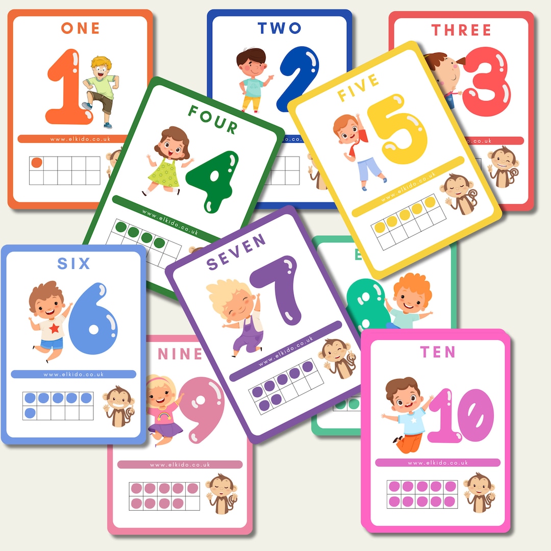 Printable Numbers 1-10 Flashcards for Kids, Ten Frame Counting Flash ...