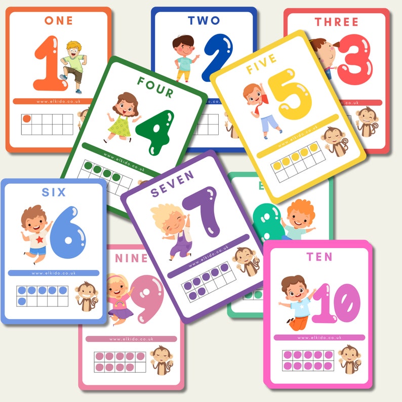 Printable Numbers 1-10 Flashcards: Early Learning Activity (PDF) - Etsy