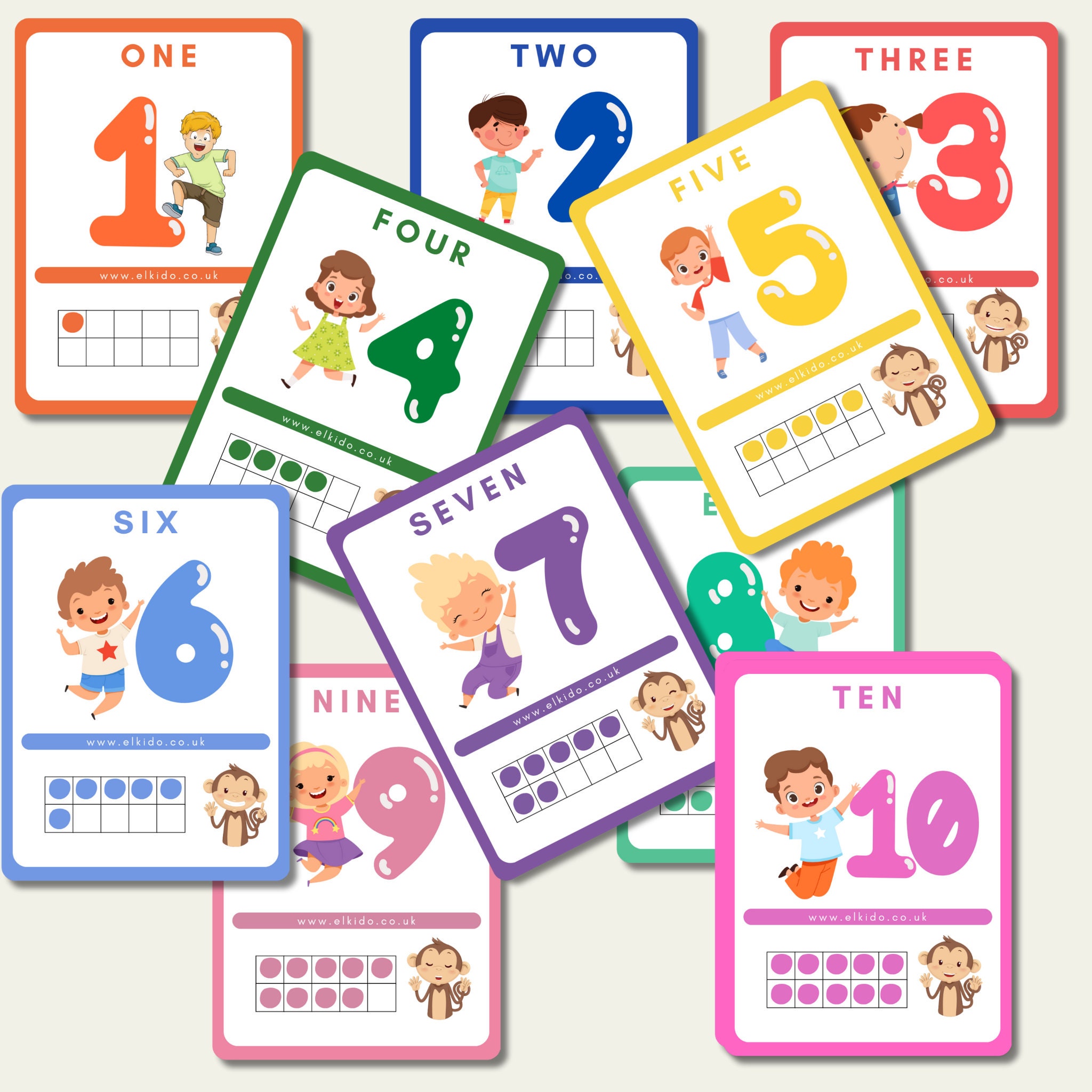 Printable Numbers 1 to 10 Flashcards for Kids/preschool Printable ...