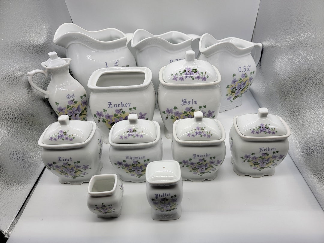 12 Piece Porcelain With Violet Flowers & Shamrock's German Kitchen. 3 ...