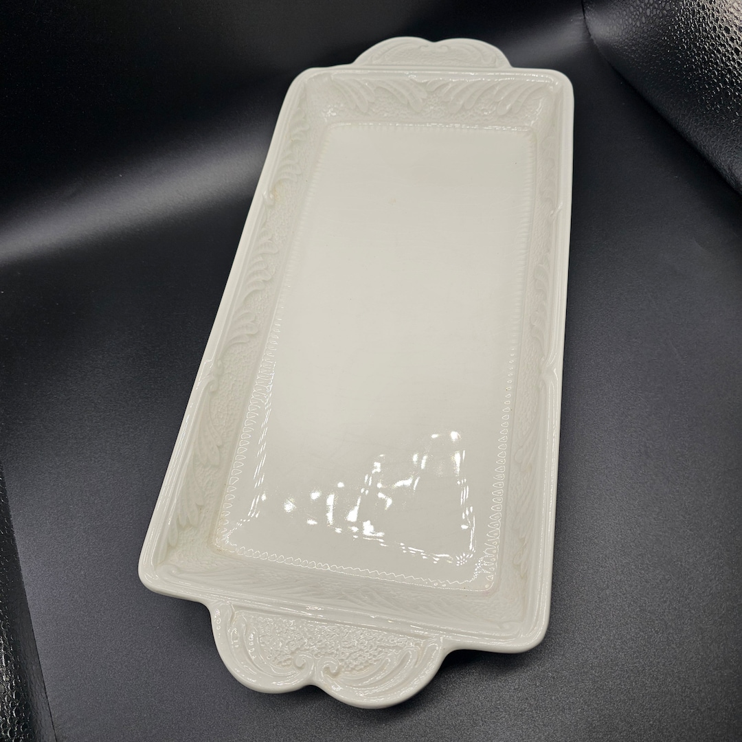 Amora White Ceramic Porcelain Serving Platter W/handles Made in Italy ...