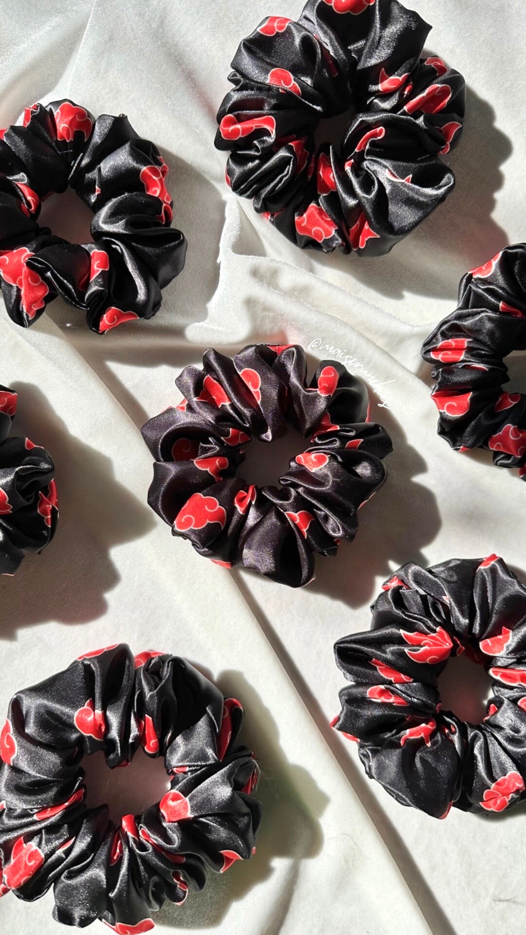 Akatsuki Red Cloud Satin Scrunchie - Etsy