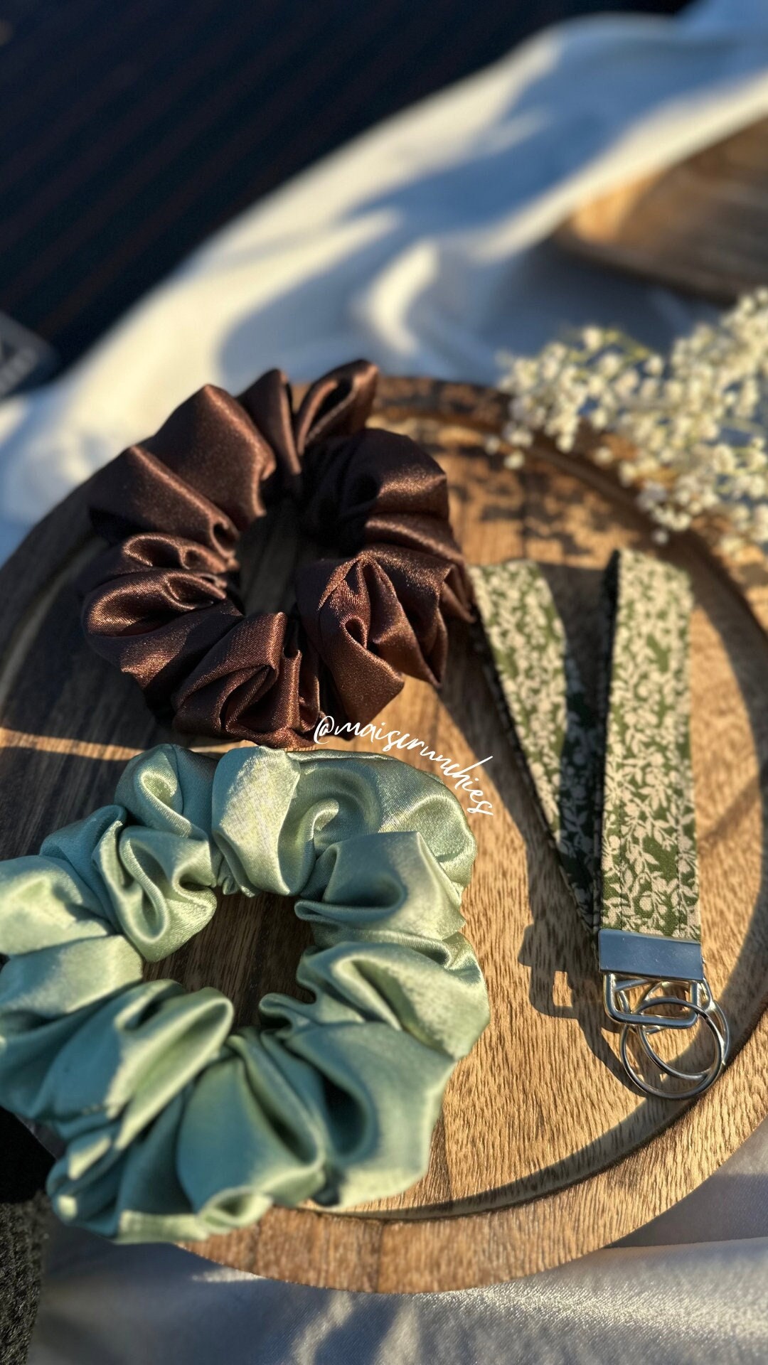 Satin Scrunchies Sage Green & Earth Brown - Etsy