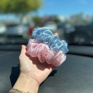 Satin Organza Baby Blue Scrunchie (blue/ Ocean/ Soft and Comfy/everyday ...