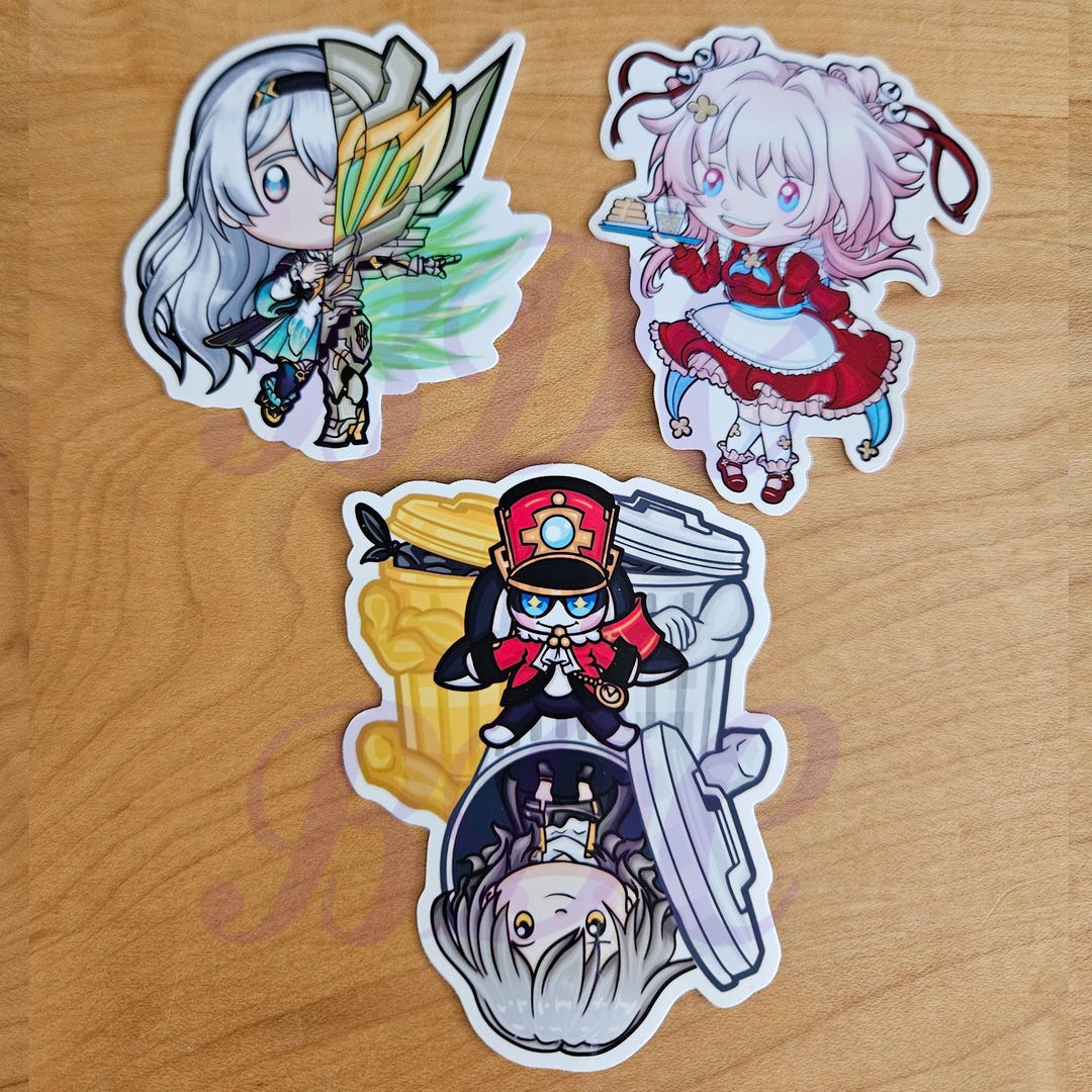 Honkai Star Rail Stickers Vinyl Firefly March 7th Stelle Trashcans Pom ...