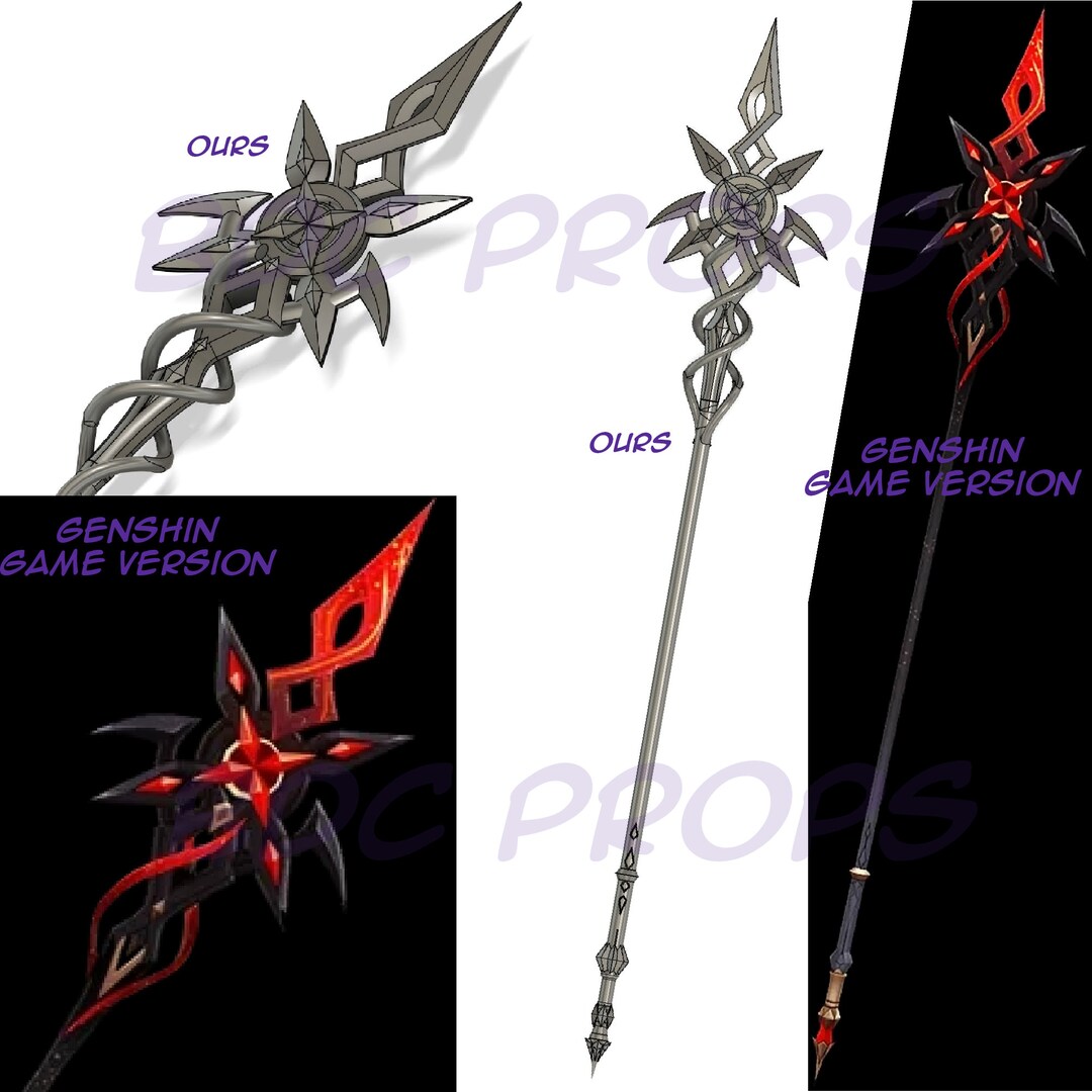Crimson Moon Semblance Prop Genshin Impact Pole Arm Prop Kit Cosplay ...