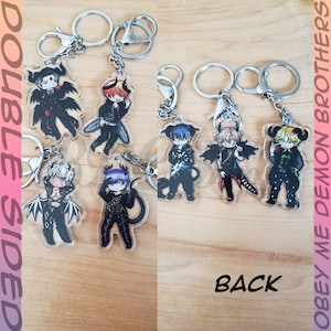 Obey Me Acrylic Charm Keychain Lucifer Mammon Leviathan Satan Asmodeus ...