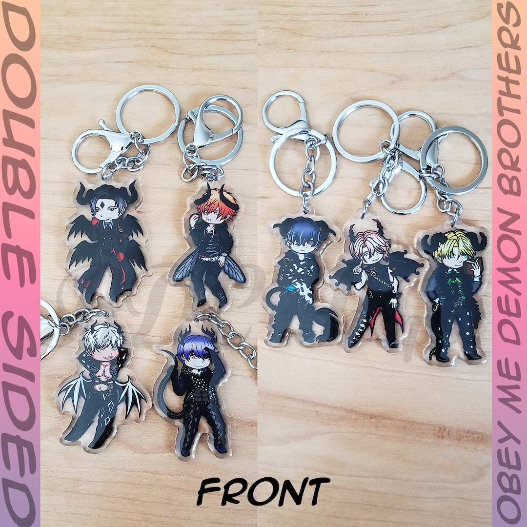 Obey Me Acrylic Charm Keychain Lucifer Mammon Leviathan Satan Asmodeus ...