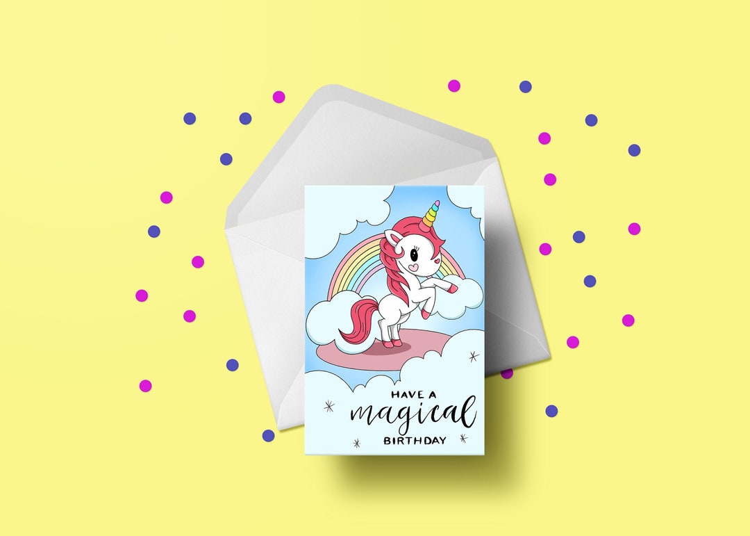 Unicorn "have a Magical Birthday" Greeting Card, Birthday Card. BLANK ...