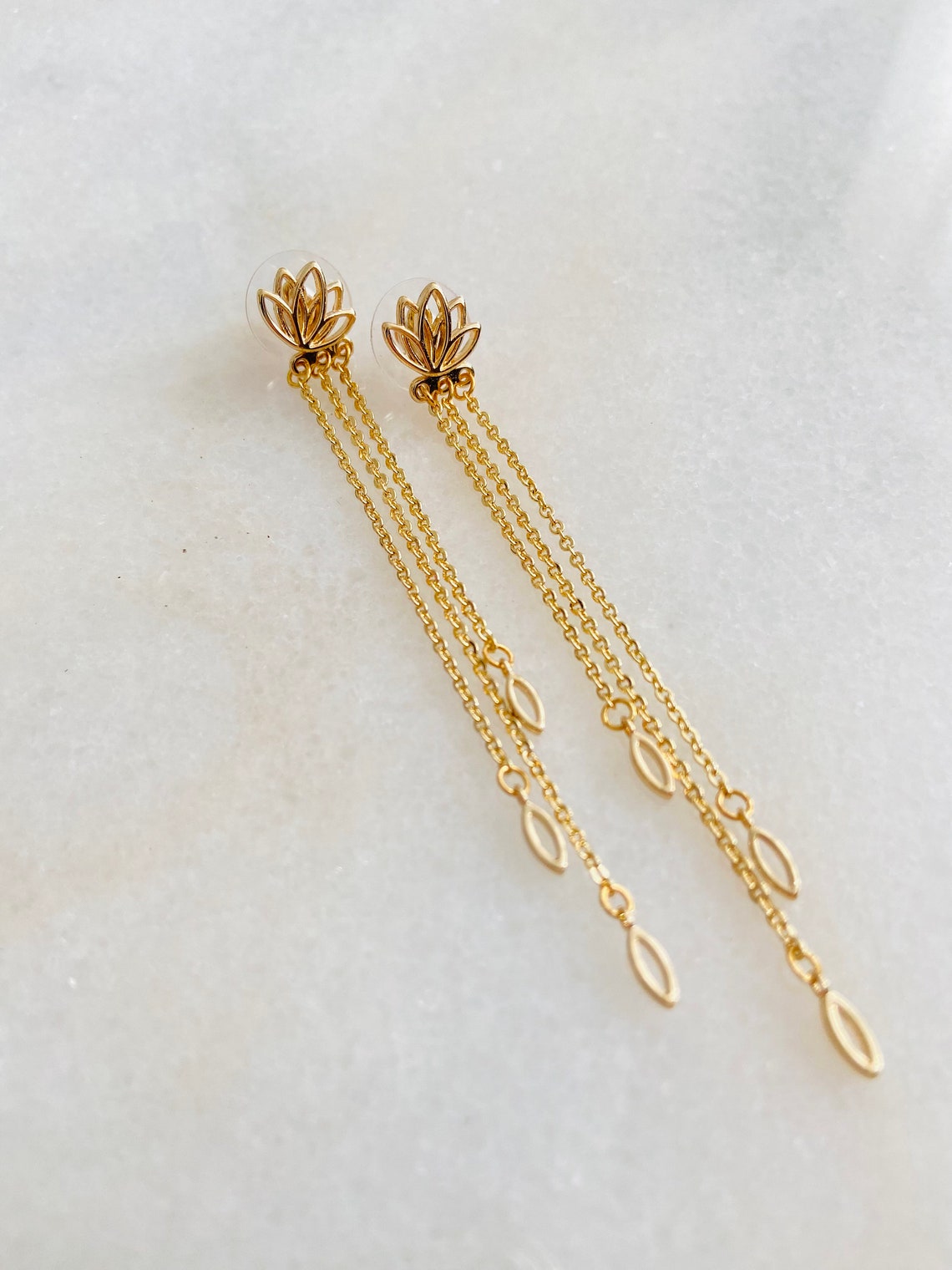 Lotus Earrings, Gold, Lotus Flower, Front Back Earrings, Gifts for ...