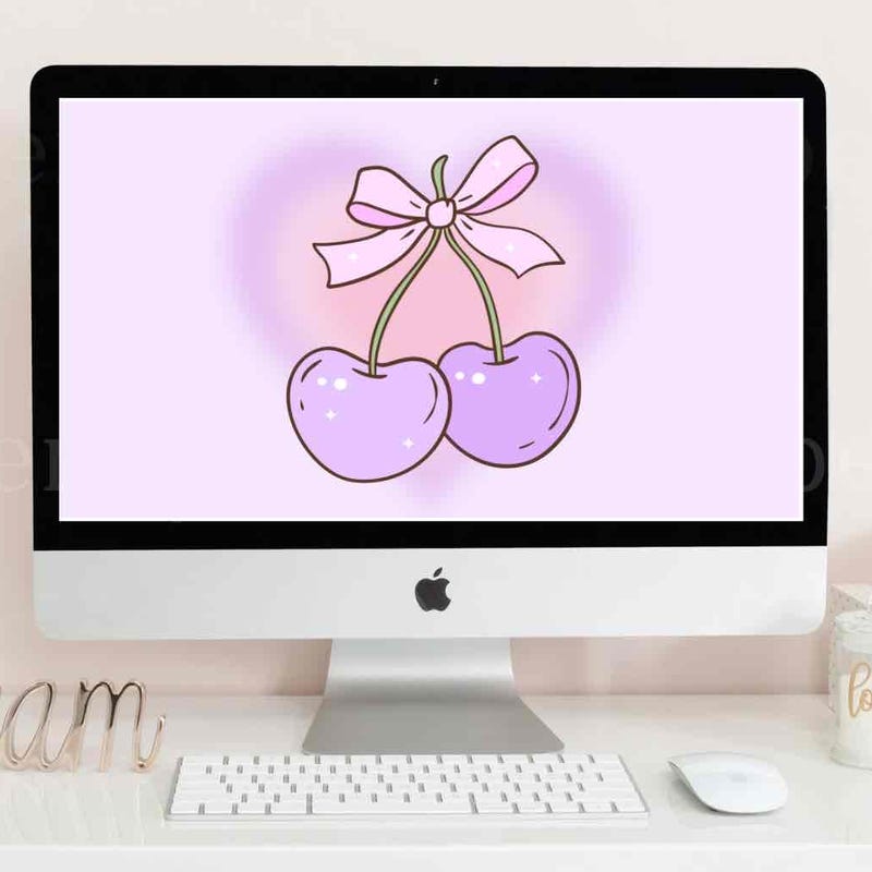 Cherries and Bows Desktop Background - Etsy
