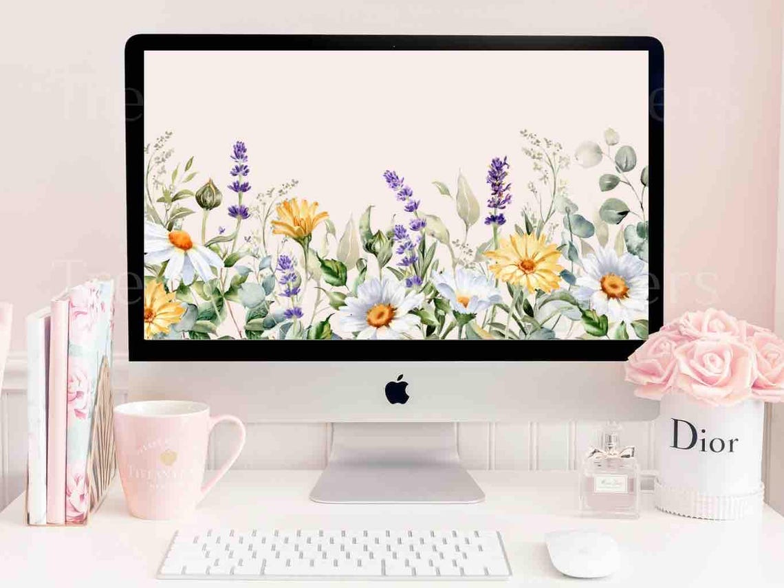 Cute Floral Desktop Wallpaper, MacBook Wallpaper, Computer Wallpaper ...