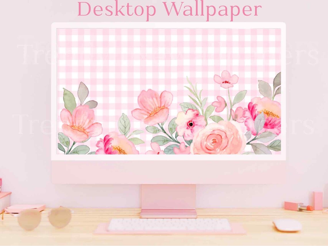 Floral Desktop Wallpaper, Gingham Desktop Wallpaper, Coquette Desktop ...