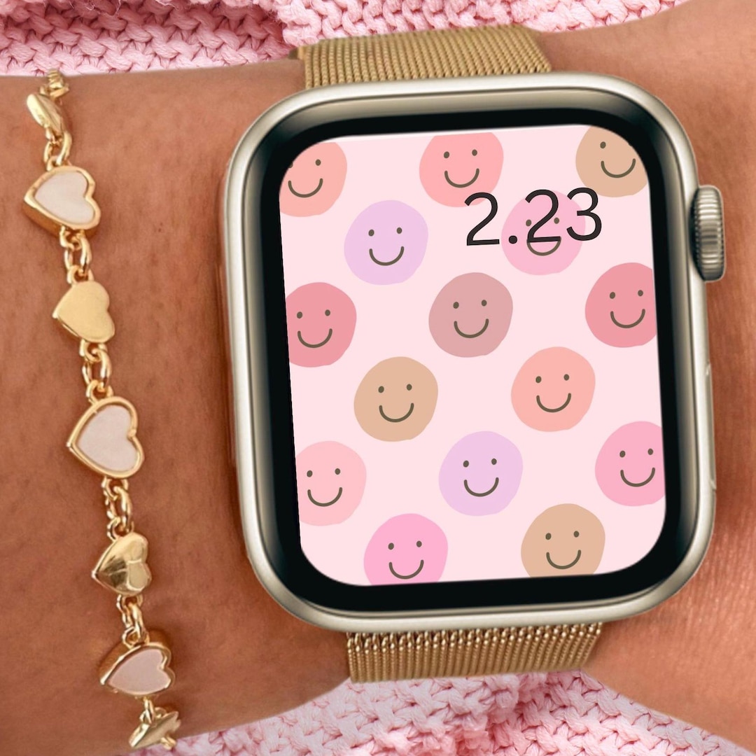 Cute Trendy Smiley Face Apple Watch Wallpaper, Smiley Smartwatch ...