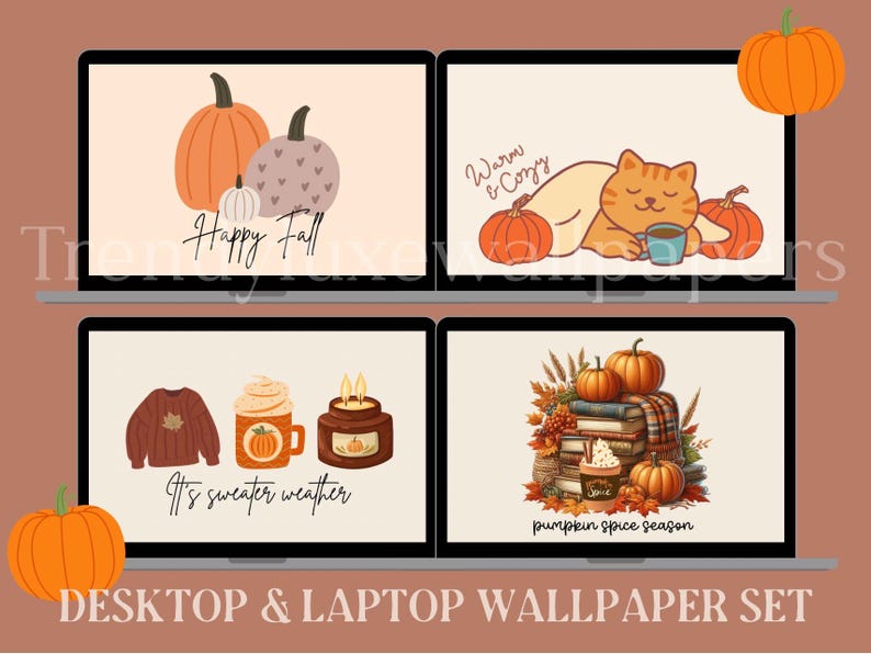 8 Desktop Wallpaper Pack Fall, Cozy Fall MacBook Wallpaper Desktop ...