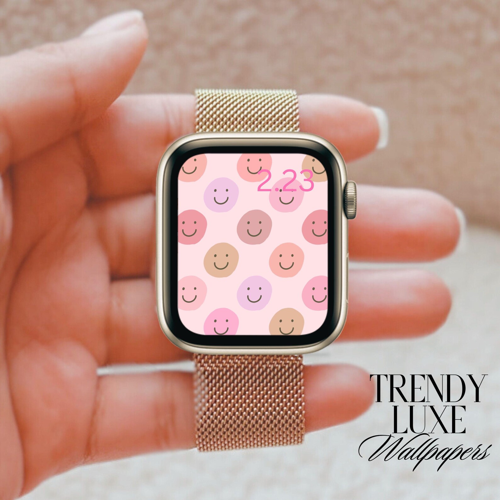 Cute Trendy Smiley Face Apple Watch Wallpaper, Smiley Smartwatch ...
