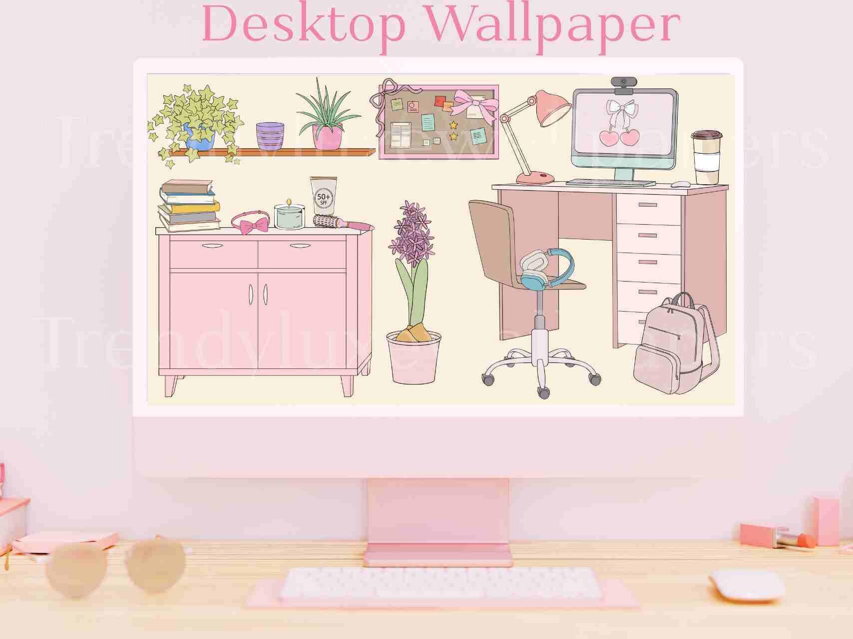 Cute Kawaii Room Desktop Wallpaper, MacBook Wallpaper, Computer ...