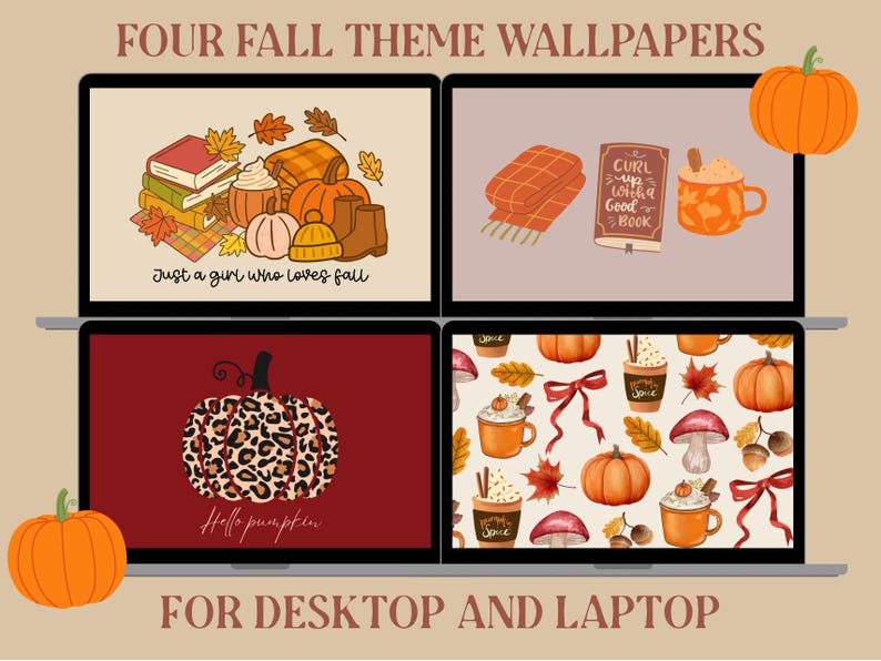 8 Desktop Wallpaper Pack Fall, Cozy Fall MacBook Wallpaper Desktop ...