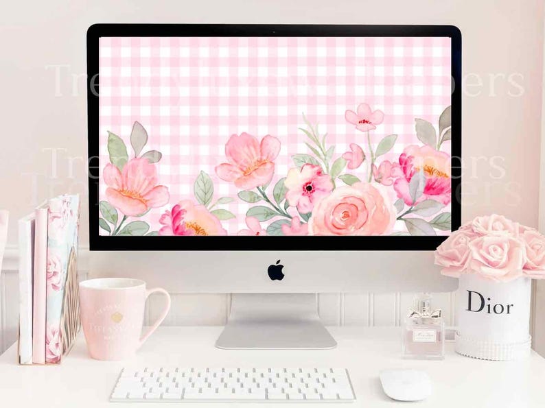 Floral Desktop Wallpaper, Gingham Desktop Wallpaper, Coquette Desktop ...