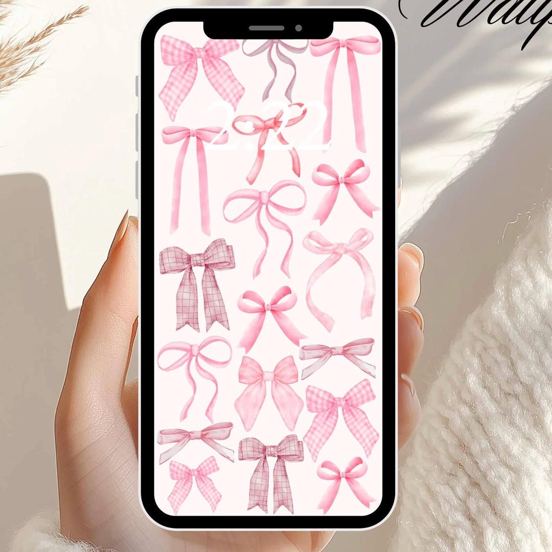 Cute Pink Bow Phone Wallpaper, Pink Coquette Phone Wallpaper, Bow ...