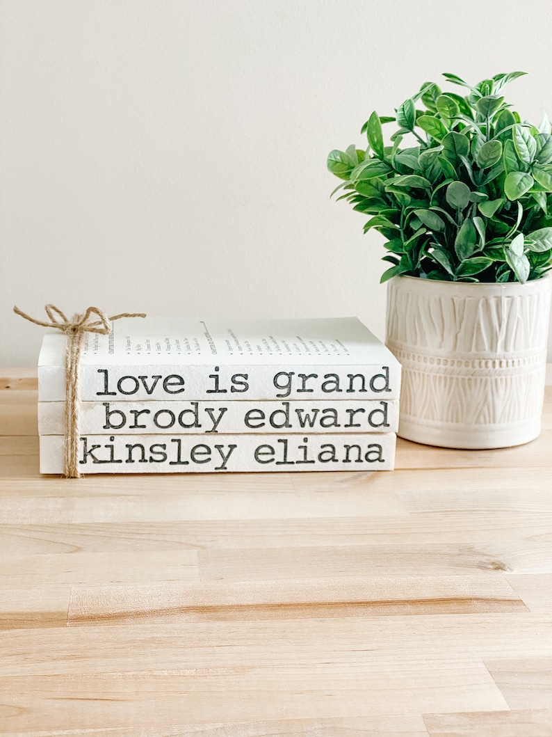 Stamped Books Books With Names Decorative Books Farmhouse - Etsy